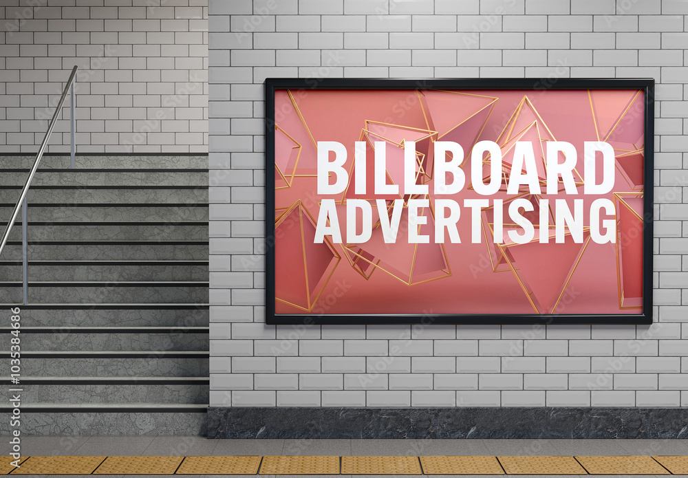 Front View Subway Billboard Mockup Stock Template | Adobe Stock