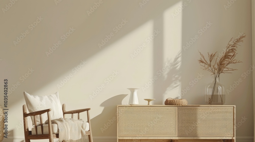 Top view of minimalist living room interior decorated with art with ...