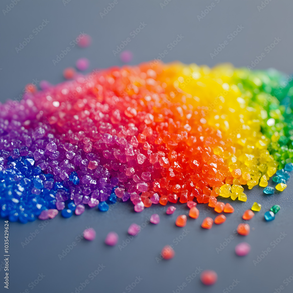 Plastic granulate in orange, a pile of plastic granulate, PA6, ASA, PP ...