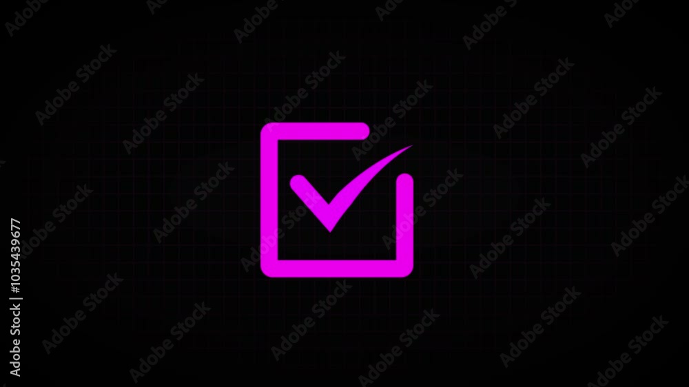 Check mark symbol with square box. Glowing check mark animation icon ...