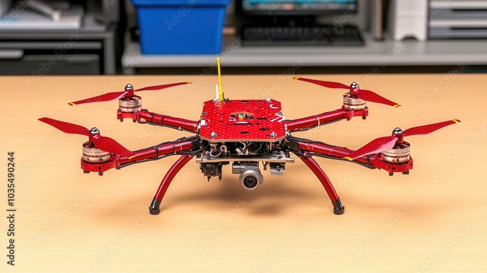 Develop an Red drone with six propellers autonomous drone using ...