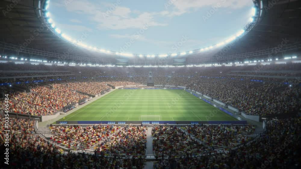 Day Aerial View of a Soccer Stadium During a Championship Match. the ...