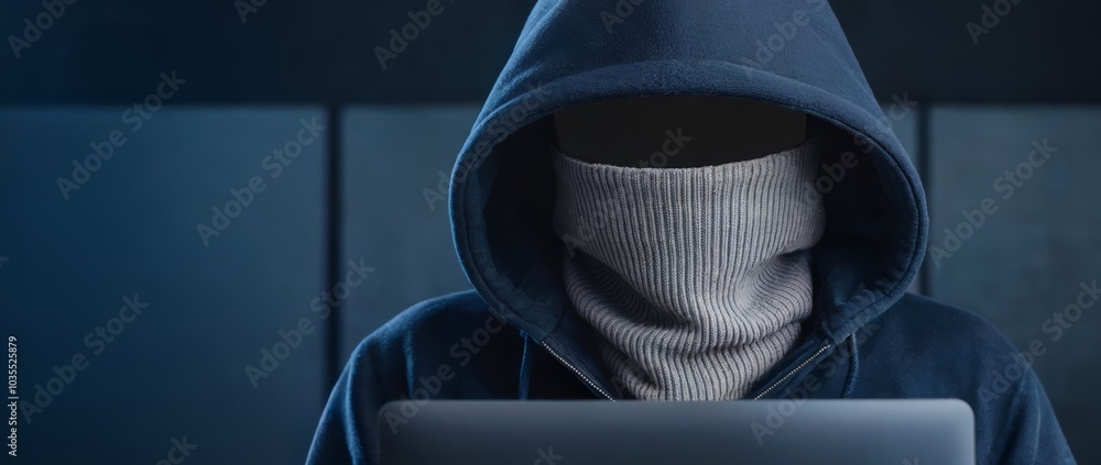 Mysterious hacker in hoodie. Cybersecurity concept. Digital threat ...