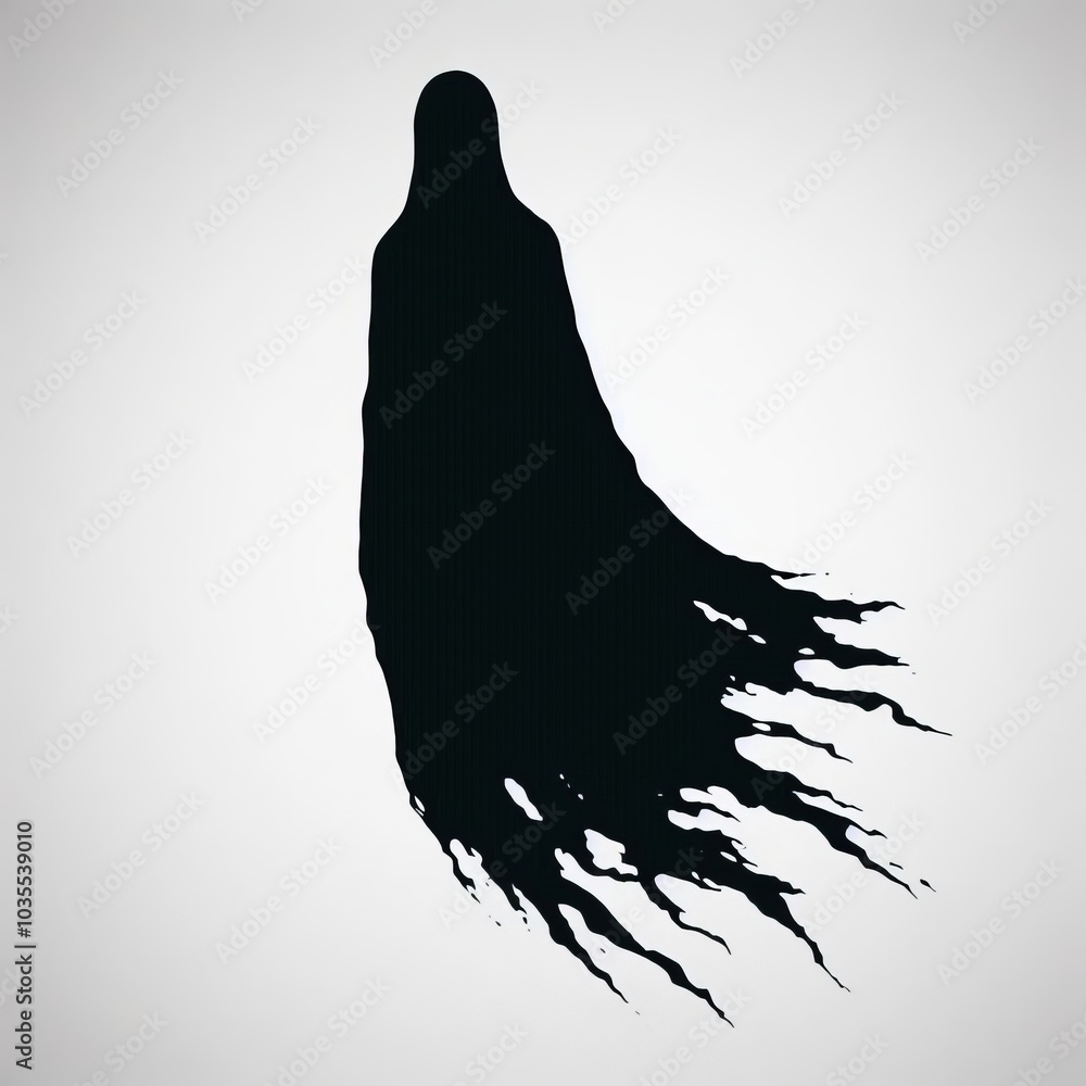 Eerie Floating Ghost-Like Figure with Tattered Cloak Blown by Wind and ...