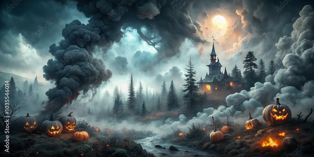Spooky Halloween Double Exposure with Realistic Smoke and Fog Overlay ...