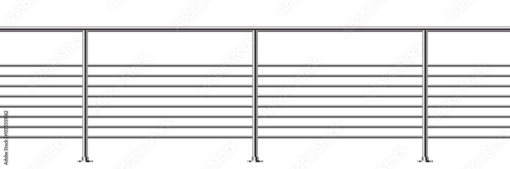 Metal fence with rails isolated on transparent background. Steel ...