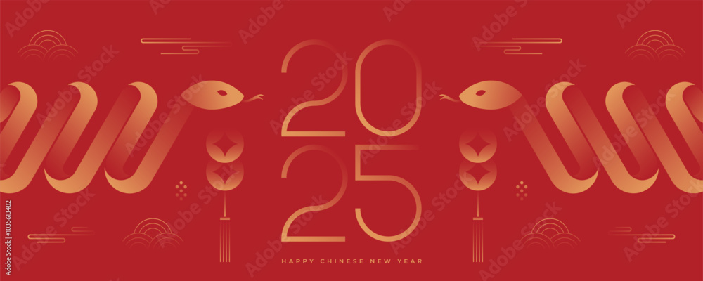 2025 Chinese New Year, year of the snake banner template design with ...