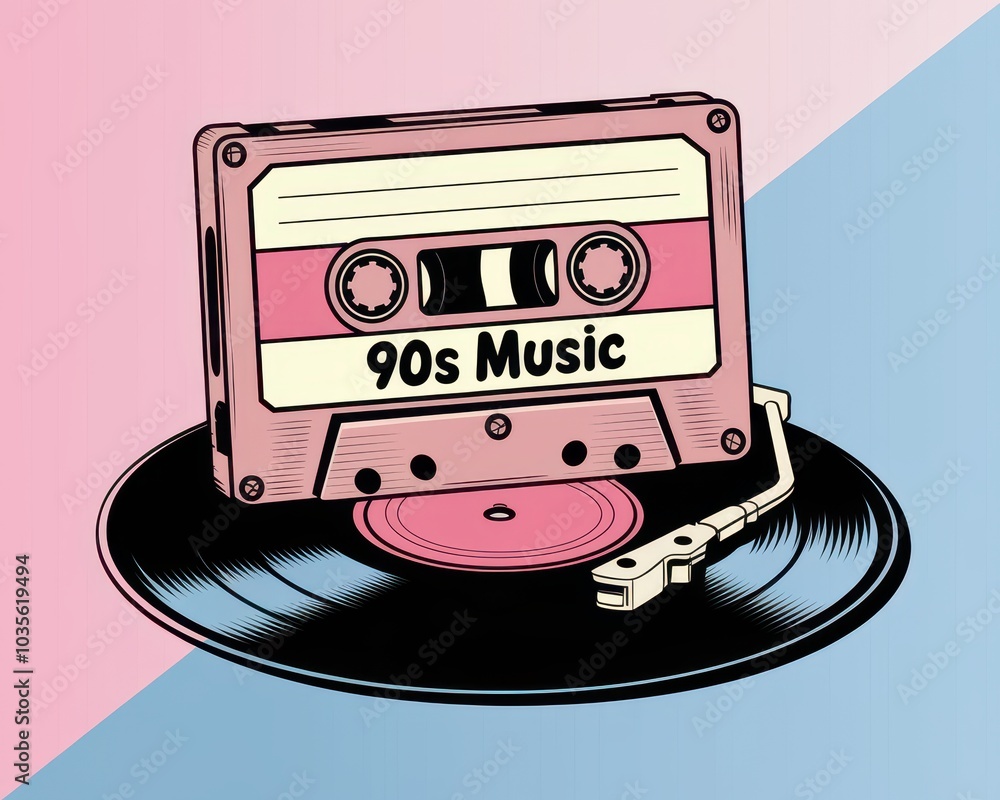 Celebrating the nostalgic vibes of 90s music with a retro cassette and ...