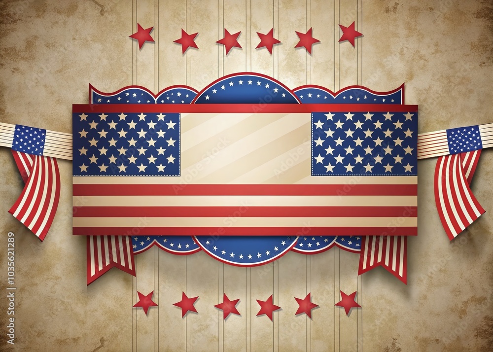 American Flag Frame Card Banner for Text - Patriotic Design for ...