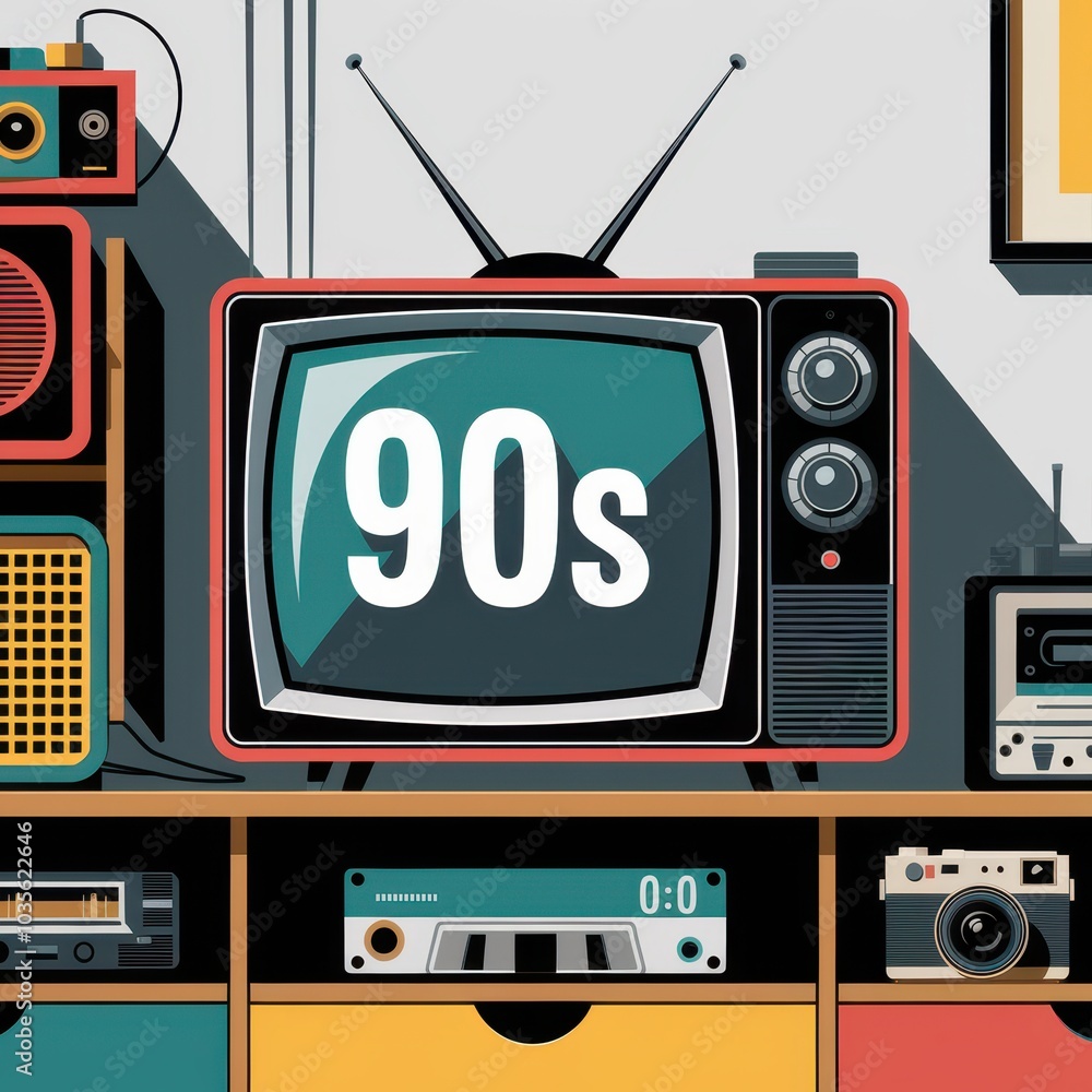 Nostalgic journey through the 90s a colorful exploration of retro ...