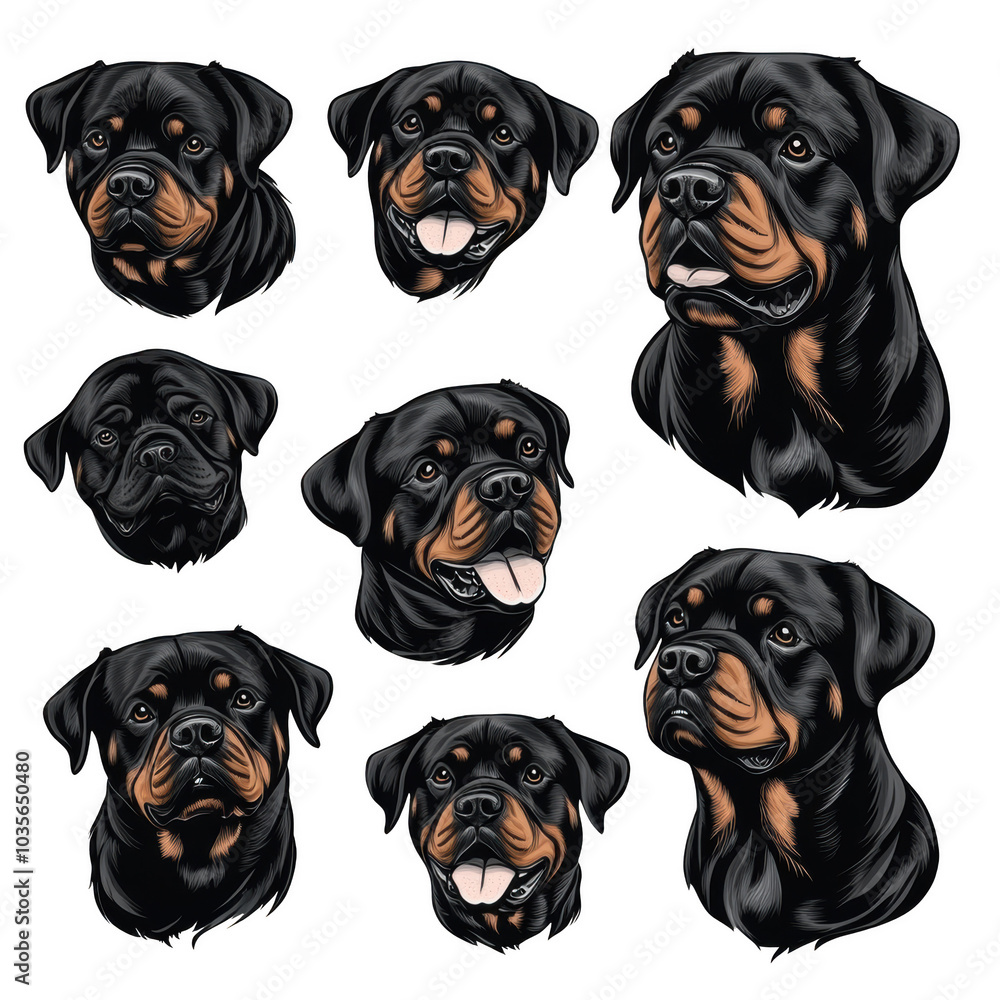 Rottweiler Portraits: A collection of nine unique and detailed ...