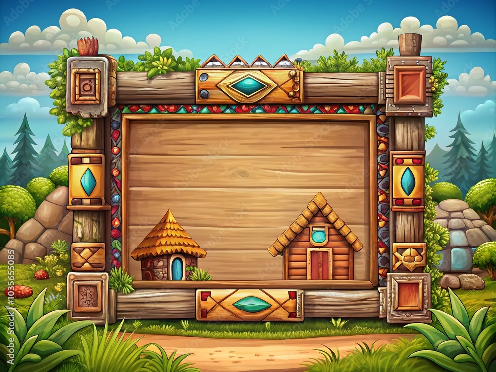 Cartoon Tribal Signboard UI Elements for Game Menus - Urban Exploration ...