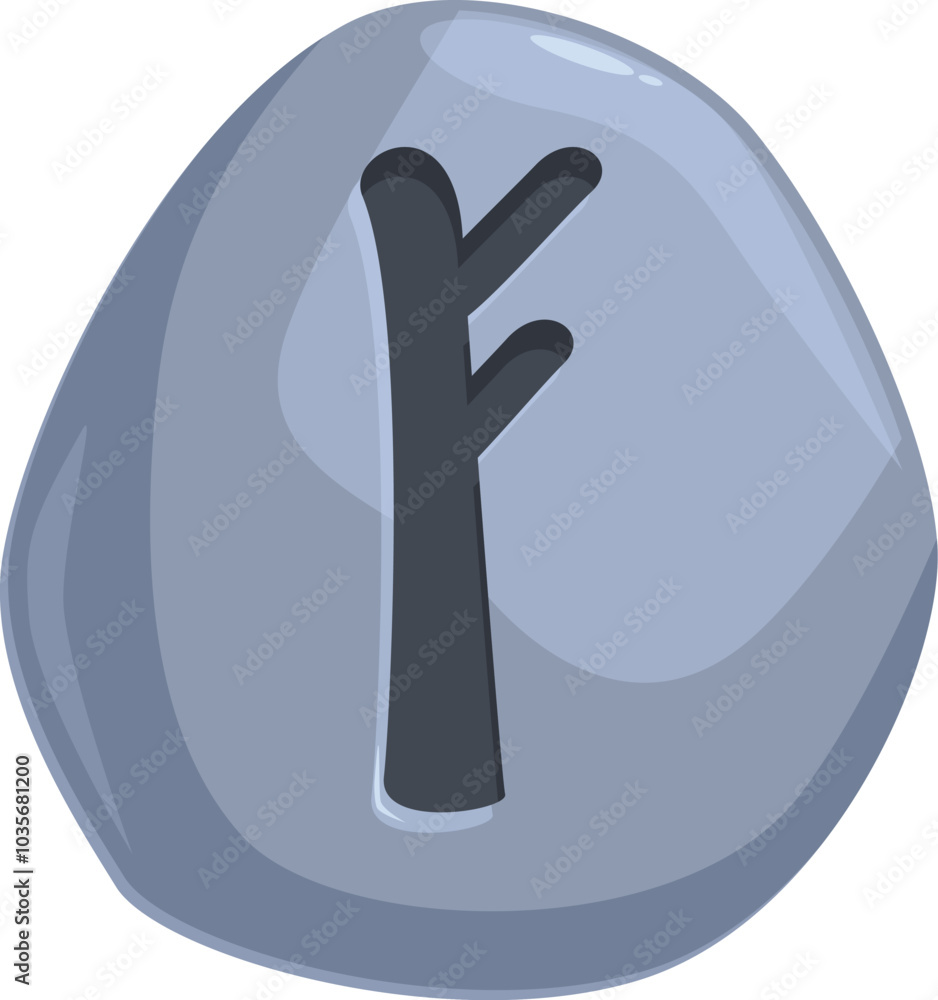 Grey stone showing ansuz rune symbolising knowledge and wisdom used in ...