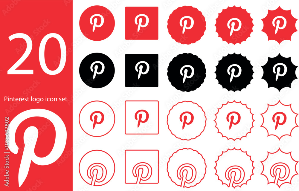 Pinterest logo icon, symbol of the social media Pinterest application ...