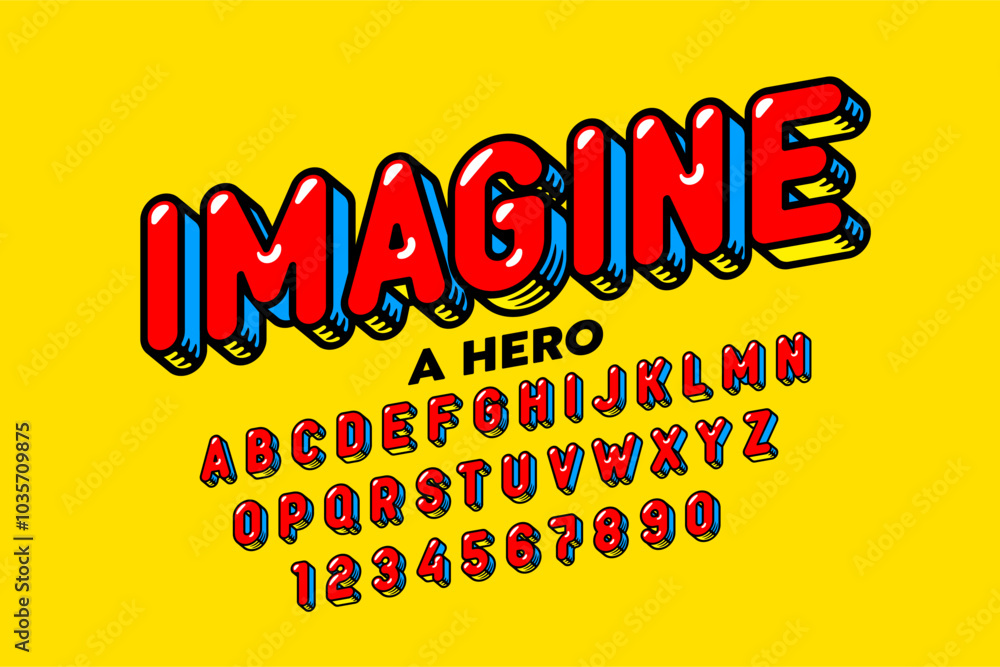 Imagine A Hero. Comic Book style font design, alphabet letters and ...