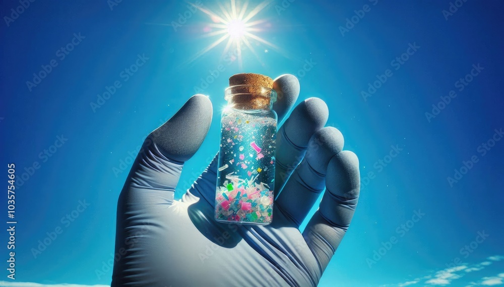 Scientist Holding a Glass Vial Containing Water Contaminated with ...