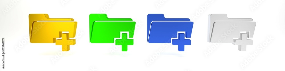 Colorful Add new folder icon isolated on white background. New folder ...