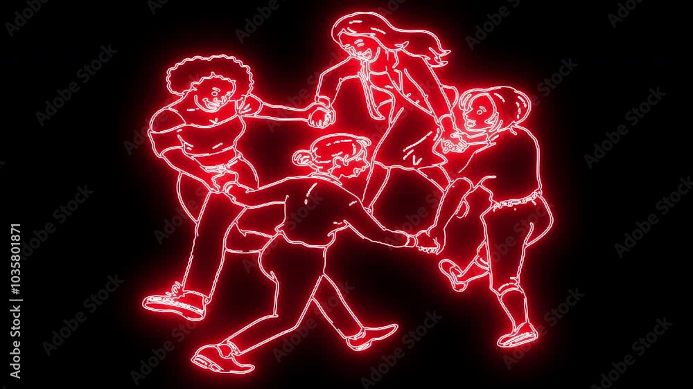 Black and white line art illustration of various women holding hands ...