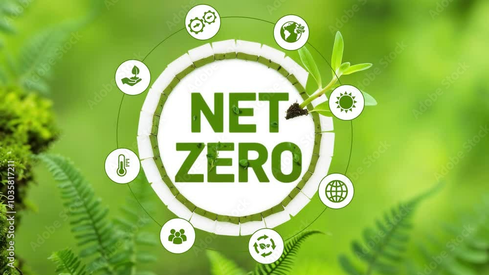 Net zero 2050 and carbon neutral concept.Net Zero text on green ...