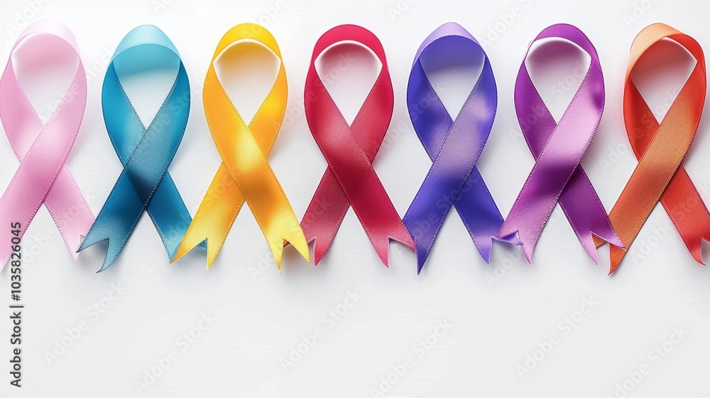 Colorful Health and Medical Awareness Ribbons Frame Border Background ...