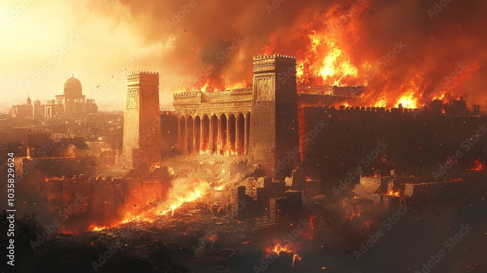 Tisha BAv. The destruction of the Temple of Jerusalem. The holy city of Jerusalem succumbs to ...