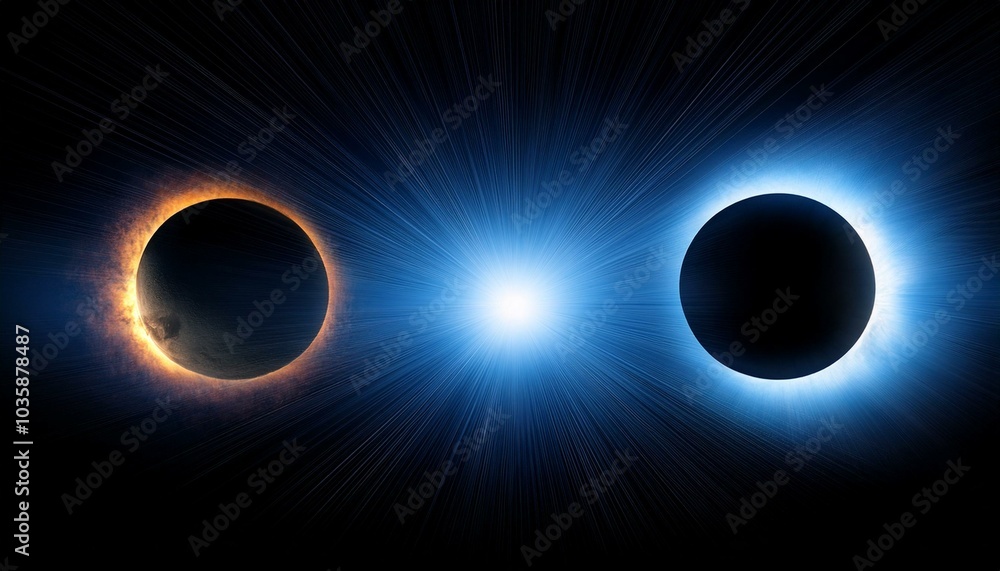 eclipse solaire halo de lumiere et fond noir espace univers astronomie ...