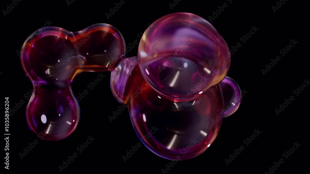 A metaball animation with liquid blobs. 3D abstract spectrum metaballs on a black background. 4K ...