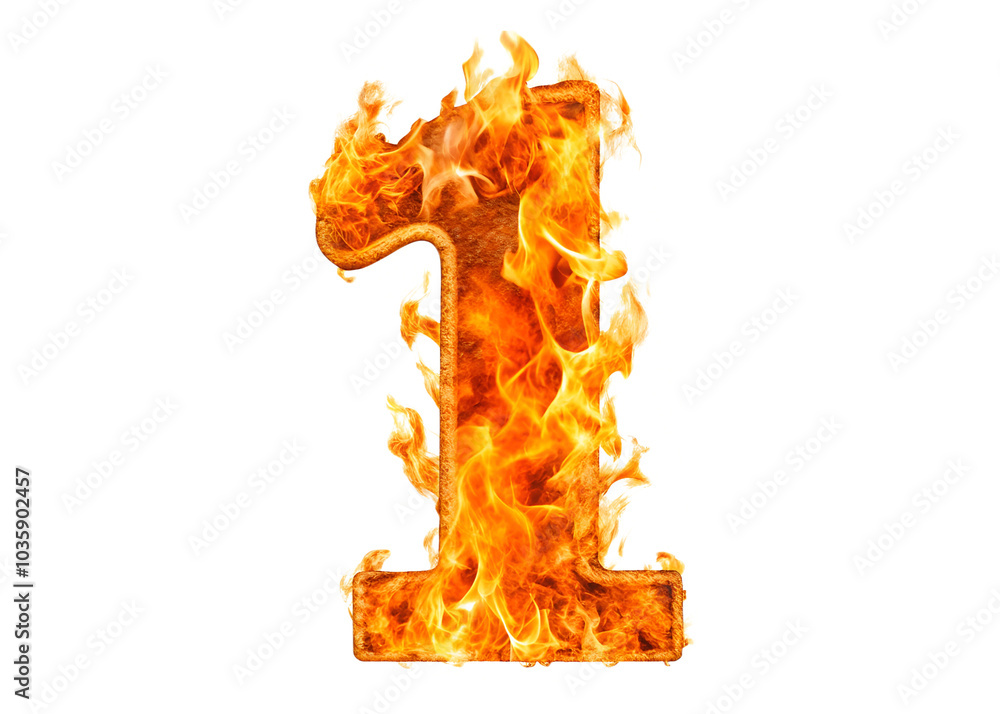Fire Digit Numbers Illustration. Fiery numbers 0, 1 to 9, Fire Effect ...