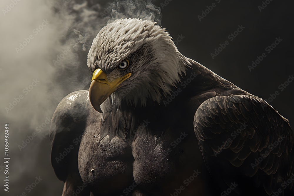 humanoid muscular eagle with wings, fantasy creature warrior ...