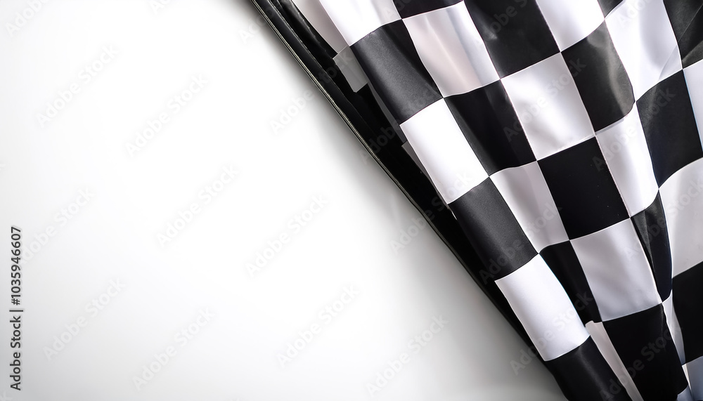 Checkered flag indicating end of a race on side position provides copy ...