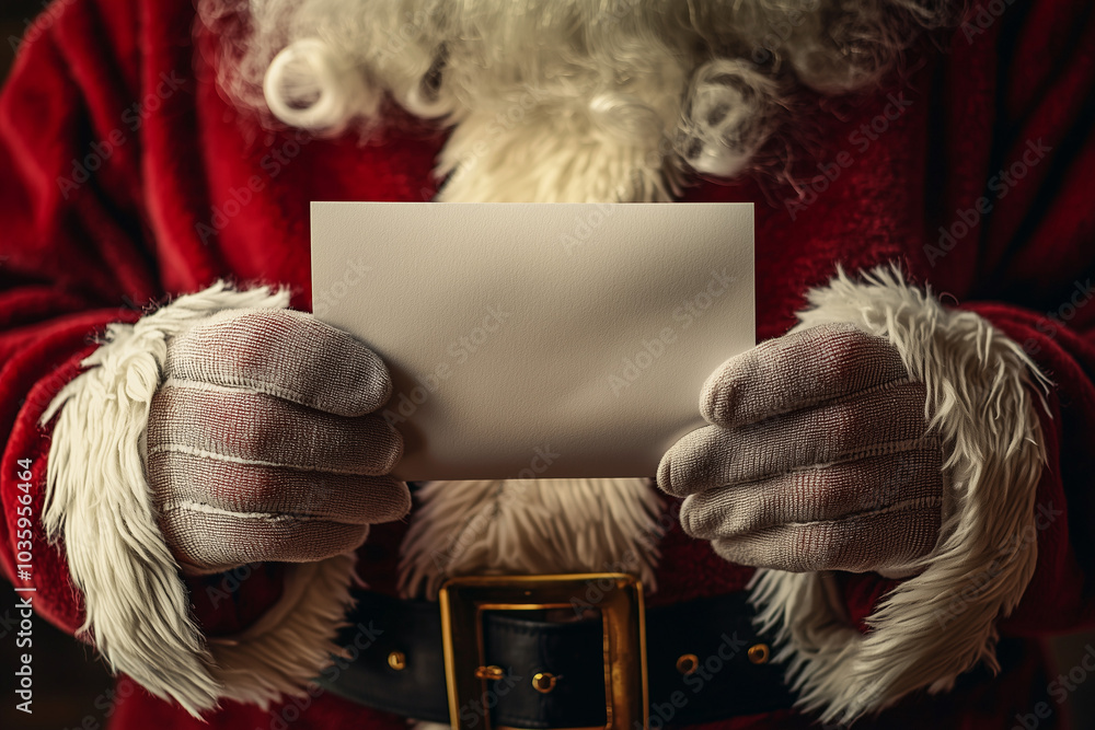 Santa Claus holding a blank piece of paper, write a letter to Santa ...