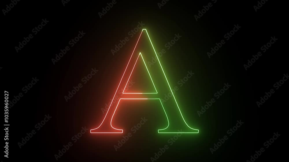 A capital alphabets neon animation, red and green neon font letter ...