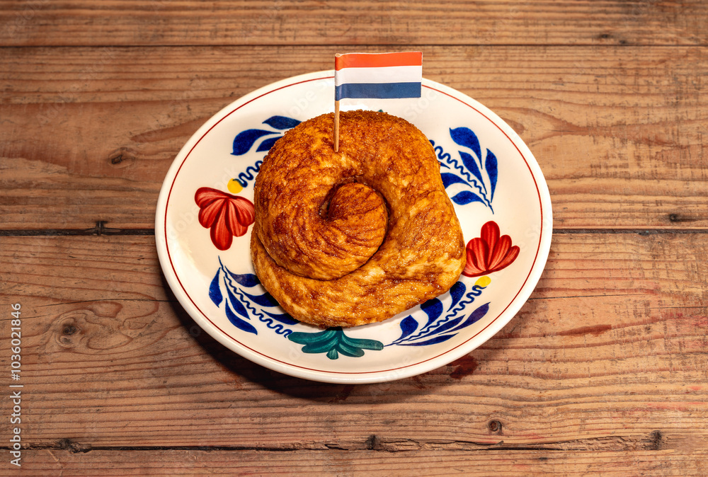 Zeeuwse bolus decorated with dutch flag, a traditional sweet pastry ...