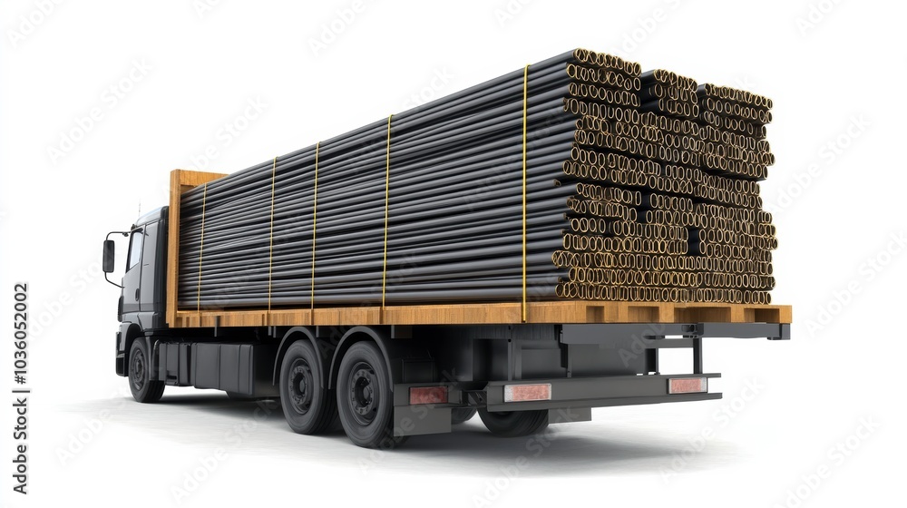Truck Transporting Iron Rods in an Open-Top Box for Easy Loading and ...