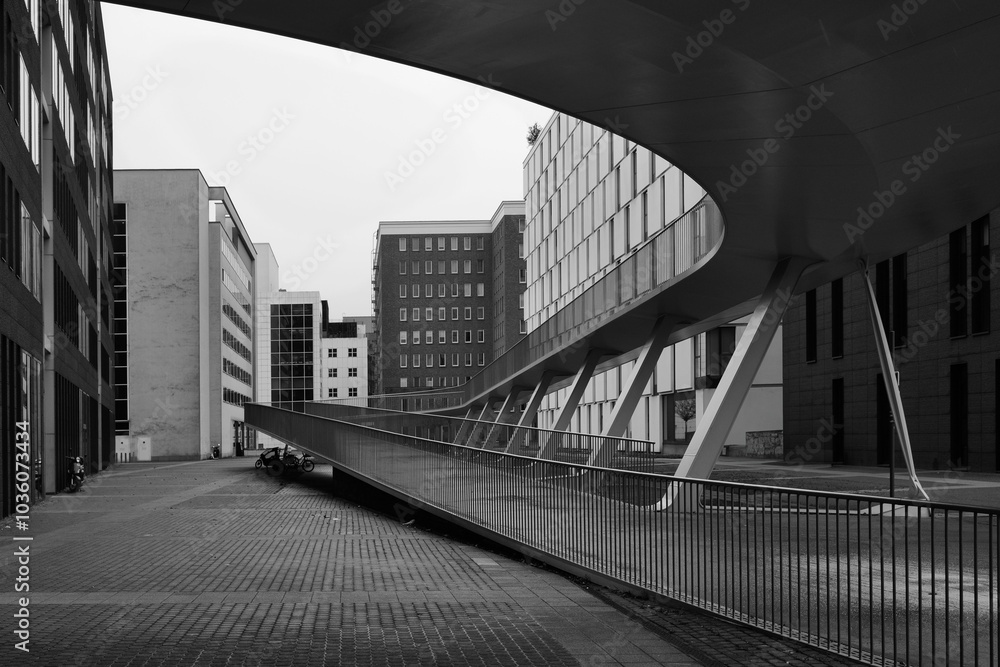 Poster Architectural design of a pedestrian bridge between office ...