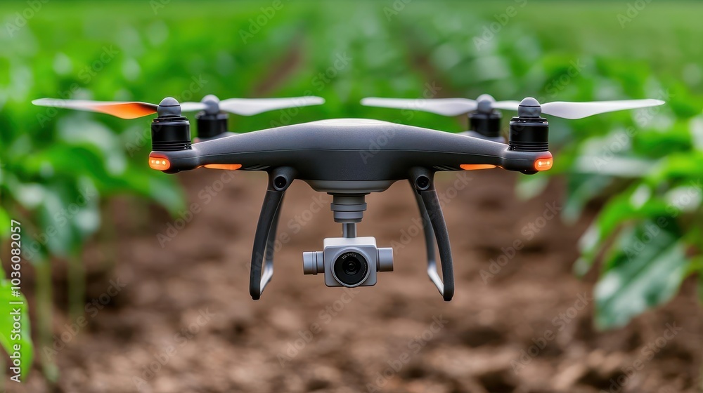 Drone monitoring crop health using thermal imaging in an agricultural ...