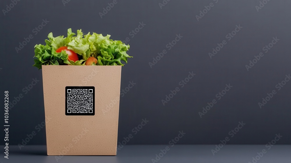 Futuristic packaging with QR code displaying nutritional information on ...