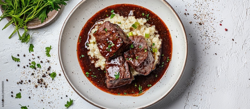 Traditional German Braised Beef Cheeks In Brown Red Wine Sauce With ...