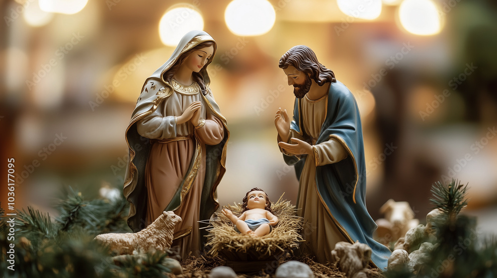 Valokuva Holy Virgin Mary and Joseph with the newborn baby Jesus Christ ...