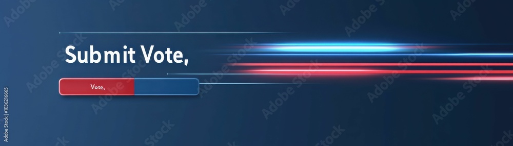 Digital submit vote progress bar on a blue background with motion lines ...