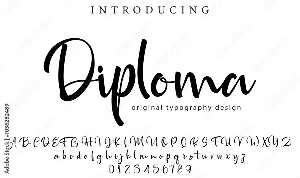 Diploma Font Stylish brush painted an uppercase vector letters ...