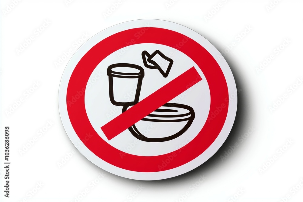 Prohibition sign against littering near restroom facilities, promoting ...