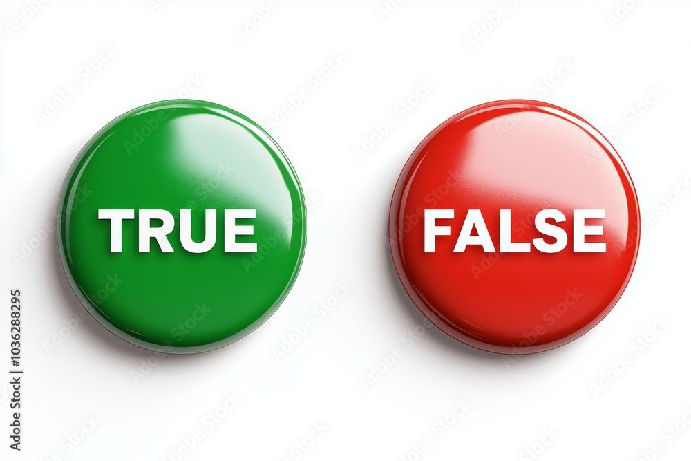 Green and red buttons labeled true and false representing a decision ...