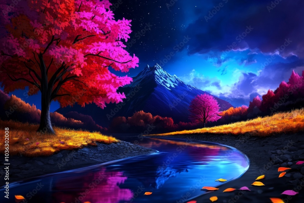 Nature, depicted in pixel art style with a colorful, pixelated forest ...