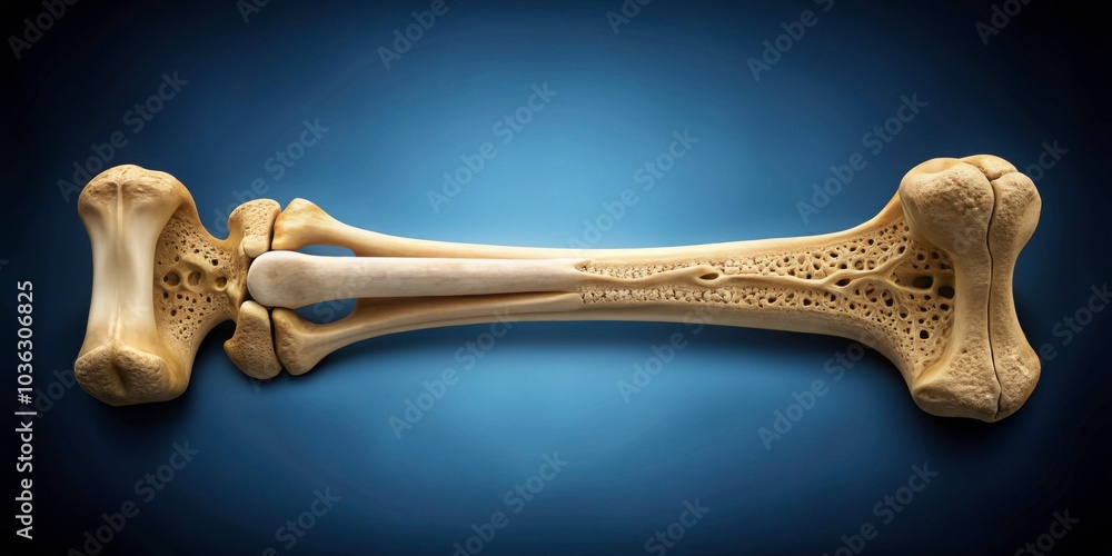 Detailed rendering of human femur showcasing bone density and structure ...