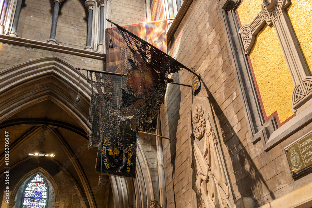 British Army Regimental Colours flags hanging in Saint Patrick’s ...