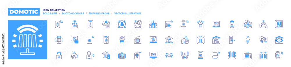 Domotic icon collection. Bold line style. Duotone colors. Editable ...