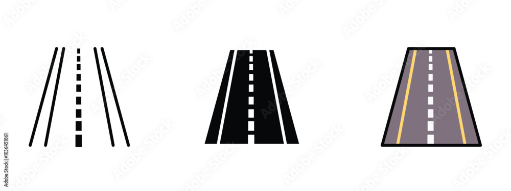 set of Road icons, road icon editable in different styles and formats ...