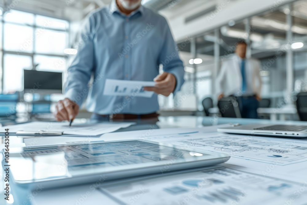 Professional business environment with a blurred background of office ...