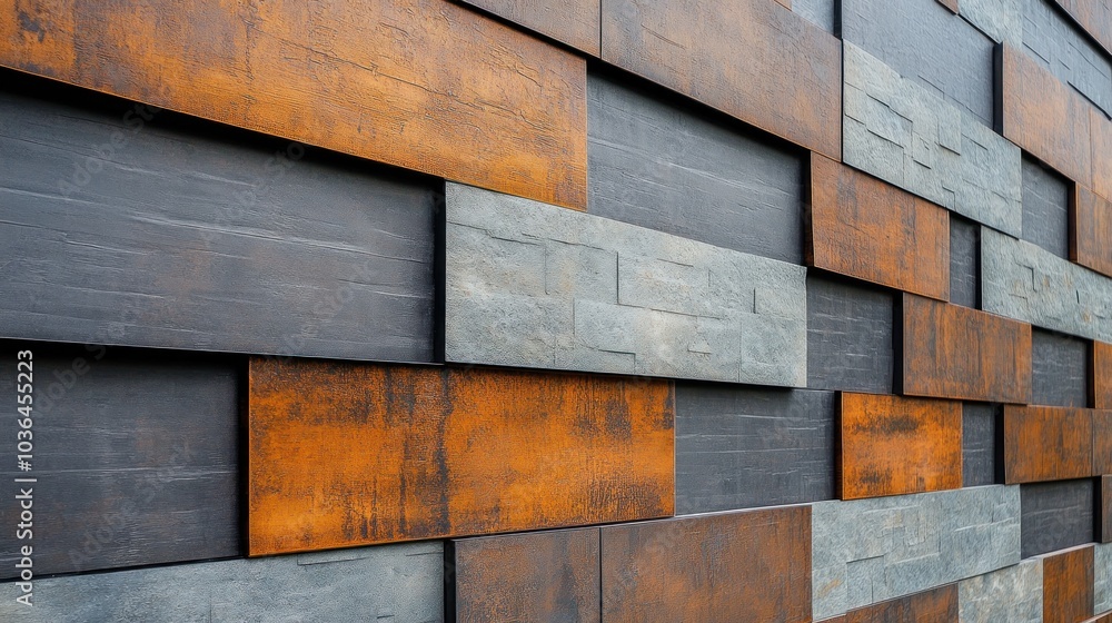 Exterior wall cladding for buildings, featuring a mix of metal, wood ...